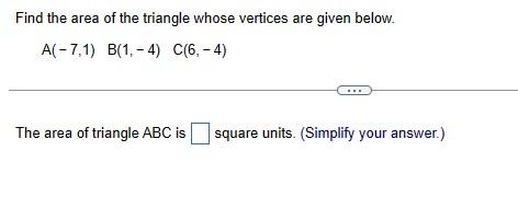 Solved Find the area of the triangle whose vertices are | Chegg.com