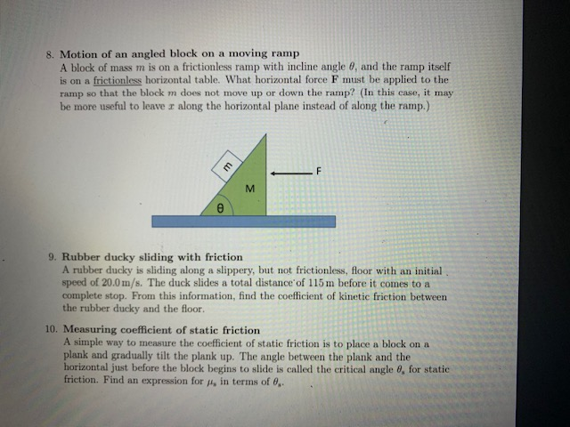 Solved 8. Motion of an angled block on a moving ramp A block | Chegg.com