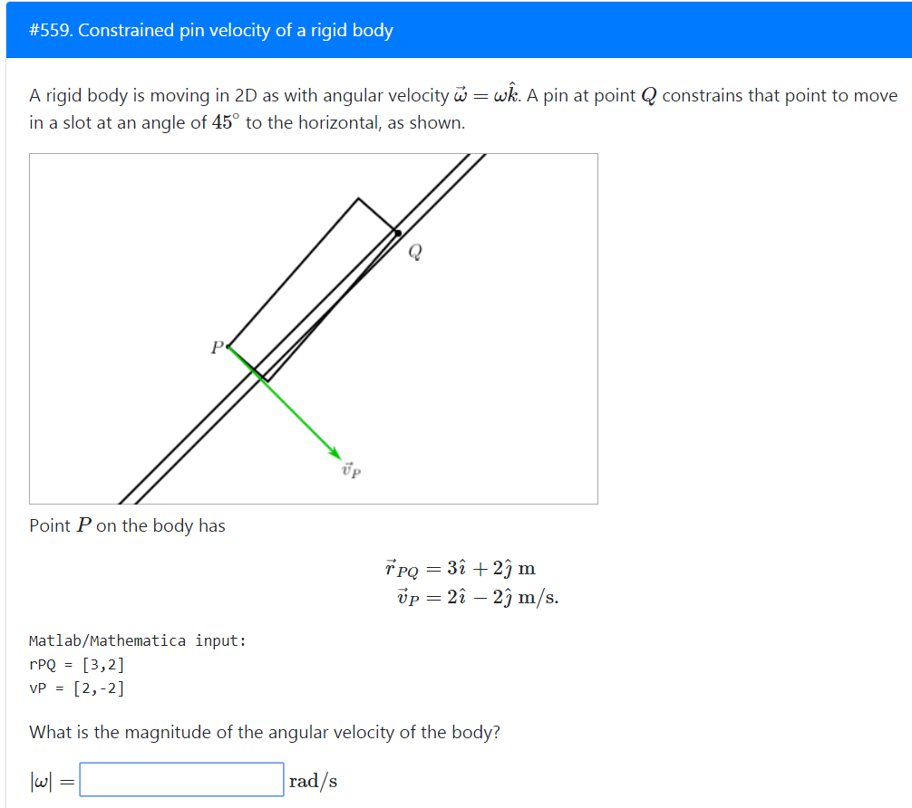 Solved 559 Constrained Pin Velocity Of A Rigid Body A 