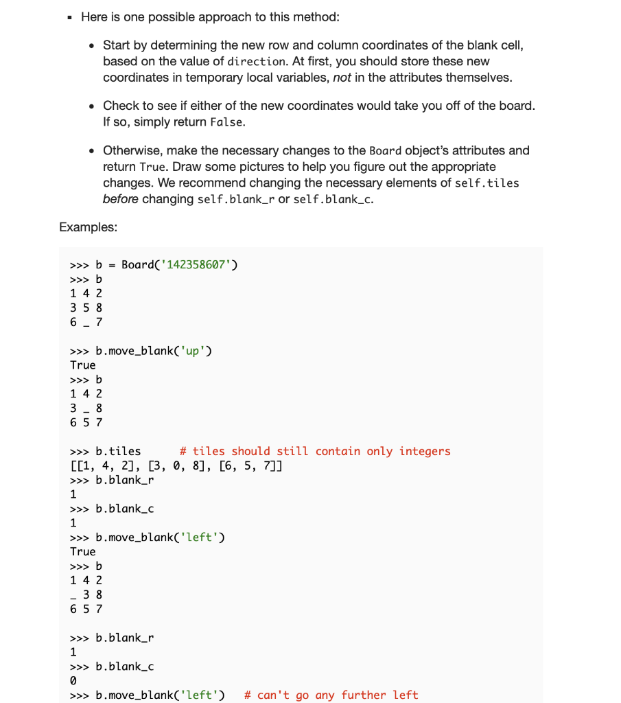 Solved Project Description Part I: A Board class for the | Chegg.com