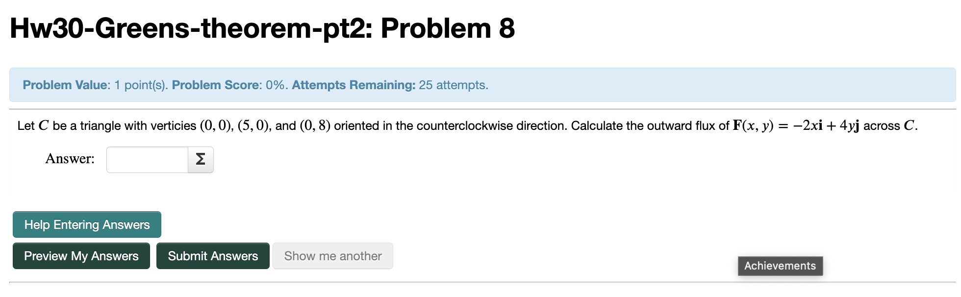 Solved Hw30-Greens-theorem-pt2: Problem 8 Problem Value: 1 | Chegg.com