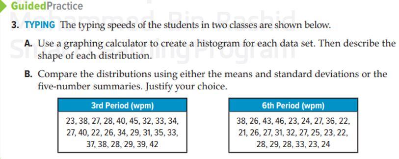 Solved Guided Practice 3. TYPING The typing speeds of the | Chegg.com