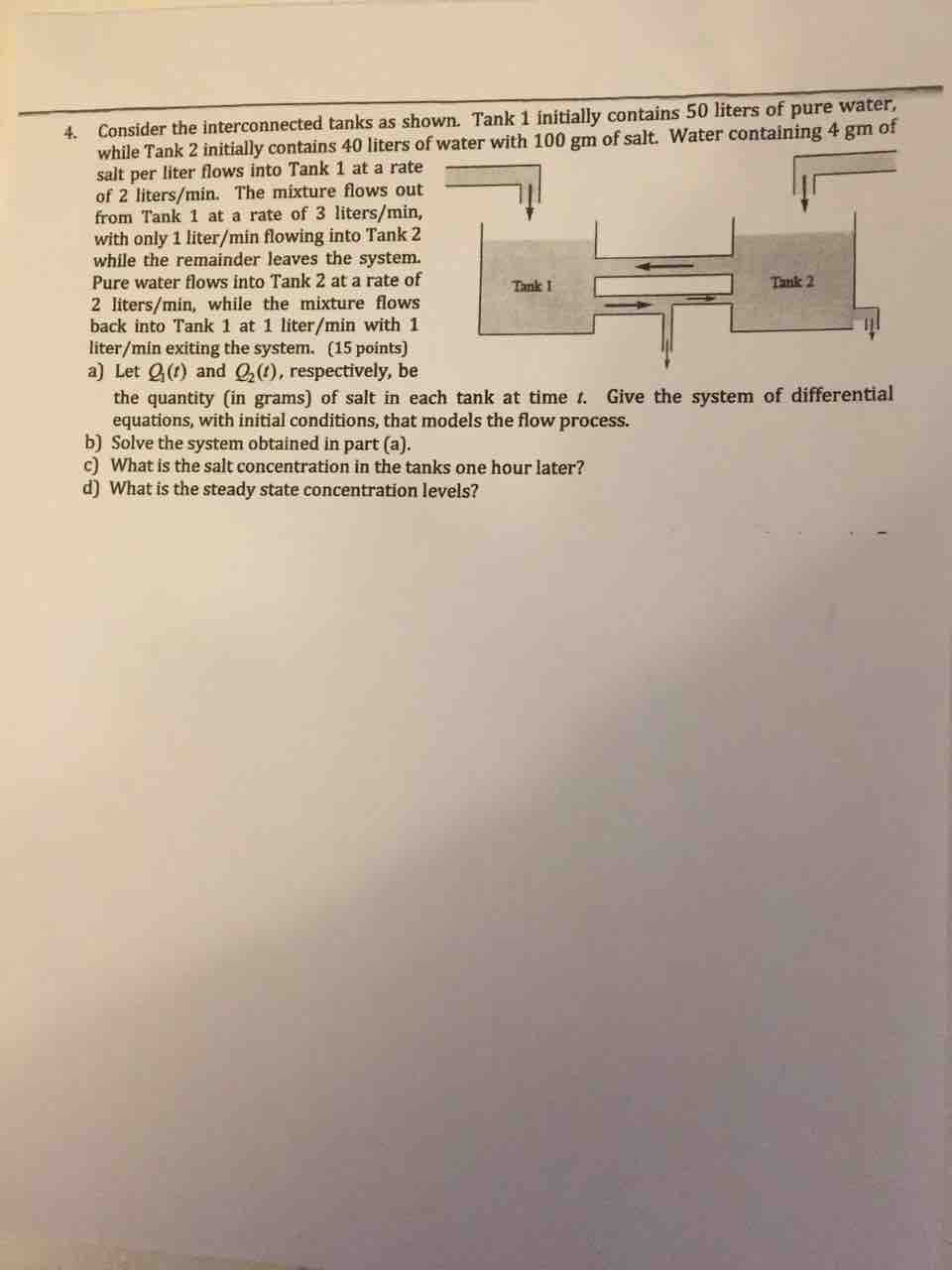 Solved Consider the interconnected tanks as shown. Tank 1 | Chegg.com