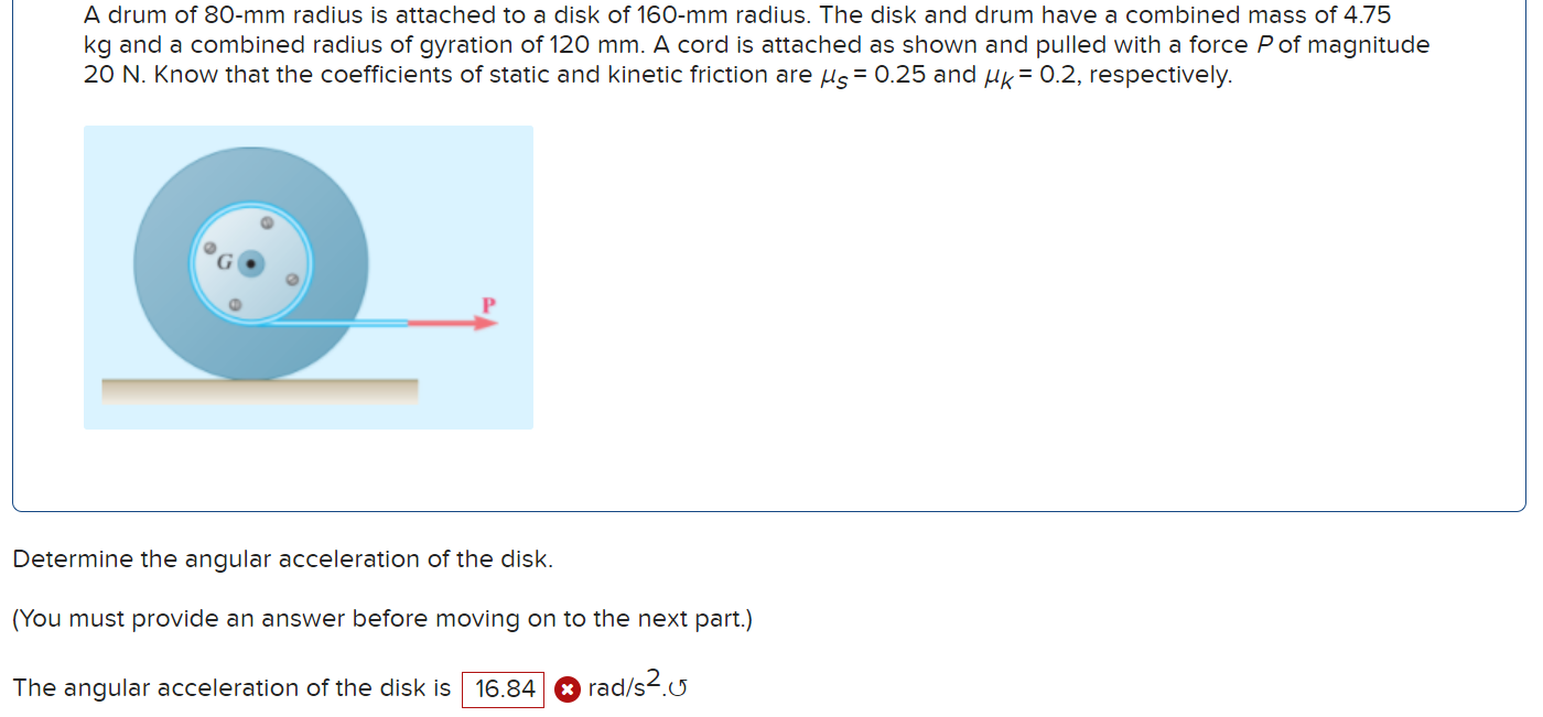 Solved A drum of 80-mm radius is attached to a disk of | Chegg.com