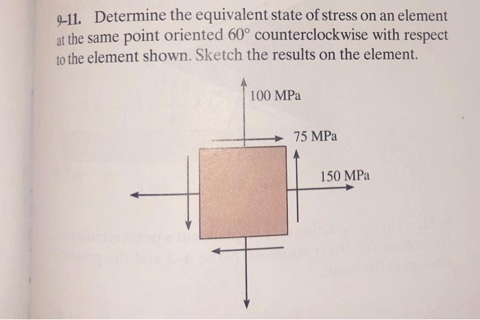 Solved 0_11. Determine the equivalent state of stress on an | Chegg.com