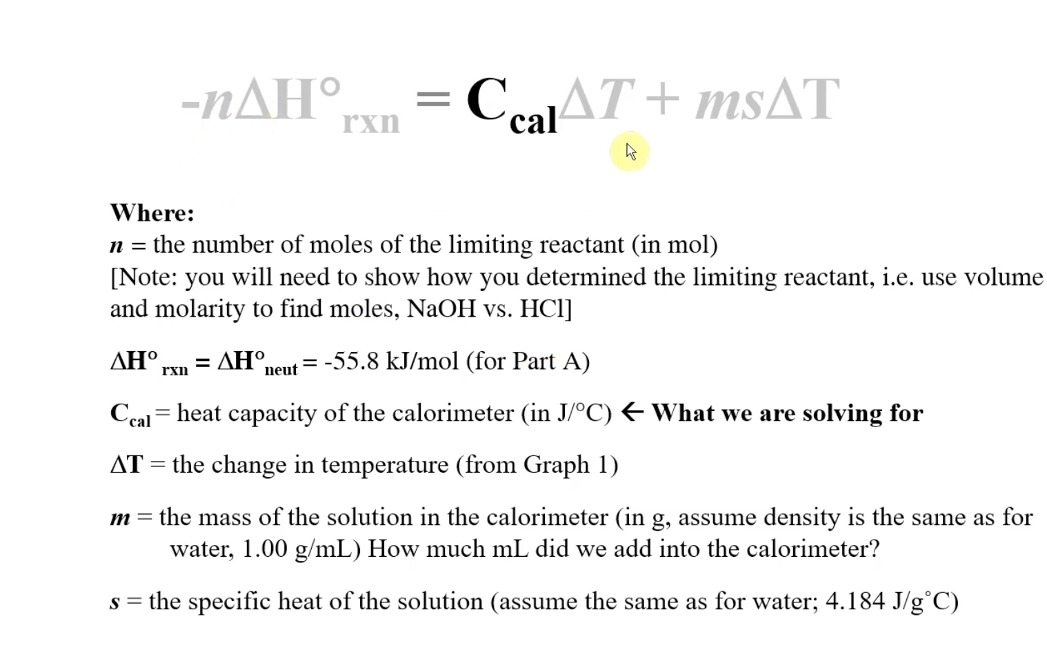 Solved 1. From Table 1 and Graph 1, calculate the heat | Chegg.com