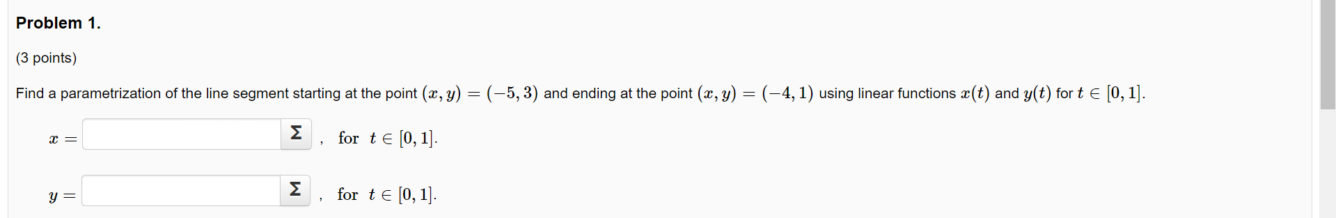 Solved Problem 1. (3 points) Find a parametrization of the | Chegg.com