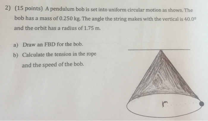 Solved A pendulum bob is set into uniform circular motion as | Chegg.com