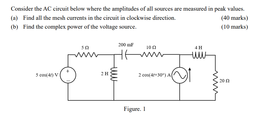 Solved Consider The Ac Circuit Below Where The Amplitudes Of 