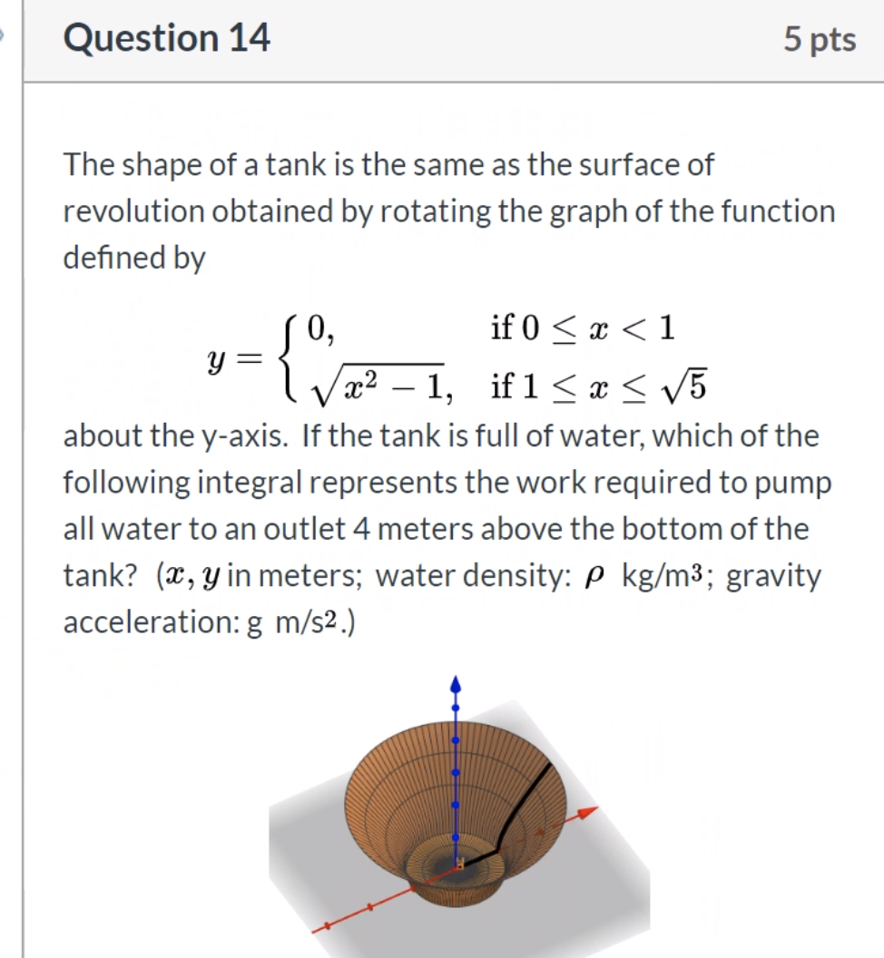Solved Question 14 5 pts The shape of a tank is the same as | Chegg.com