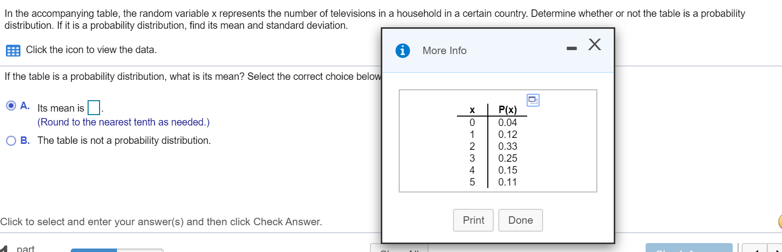 Solved In the accompanying table, the random variable x | Chegg.com