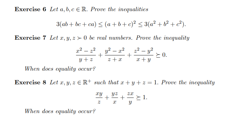 Solved Exercise 6 ﻿Let a,b,cinR. Prove the | Chegg.com