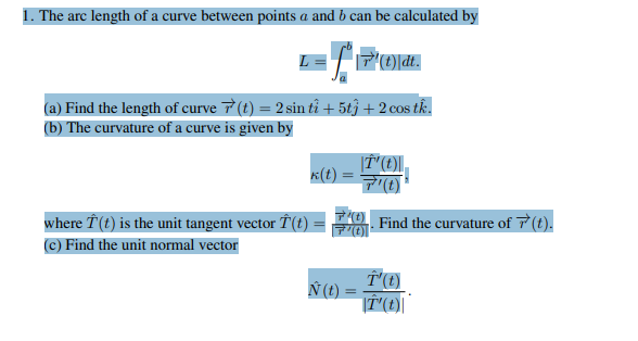 1. The arc length of a curve between points a and b | Chegg.com