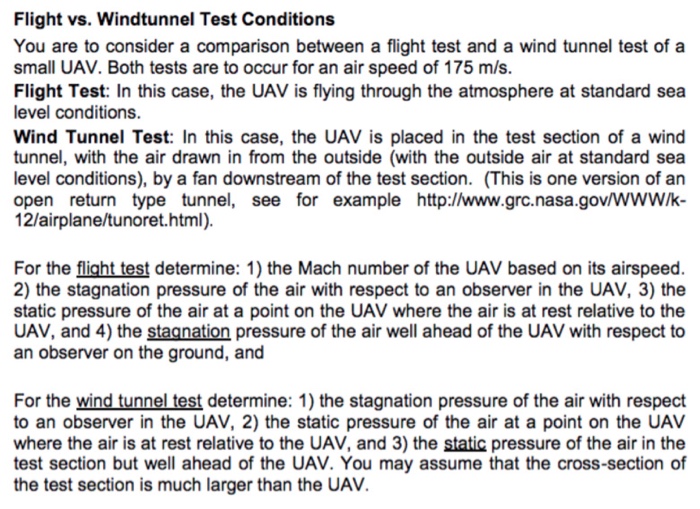 Solved Flight vs. Windtunnel Test Conditions You are to | Chegg.com