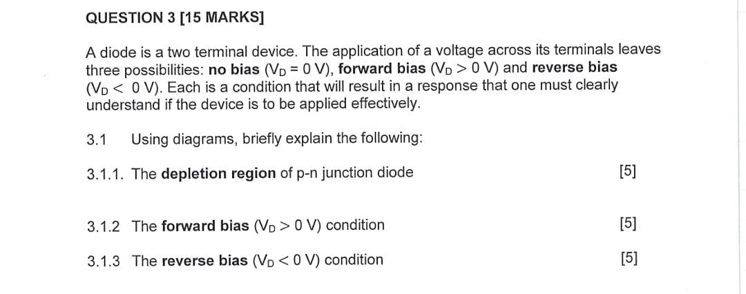Solved A diode is a two terminal device. The application of | Chegg.com