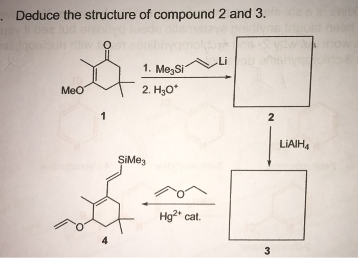 Solved Deduce the structure of compound 2 and 3. Li 1. Me3Si | Chegg.com
