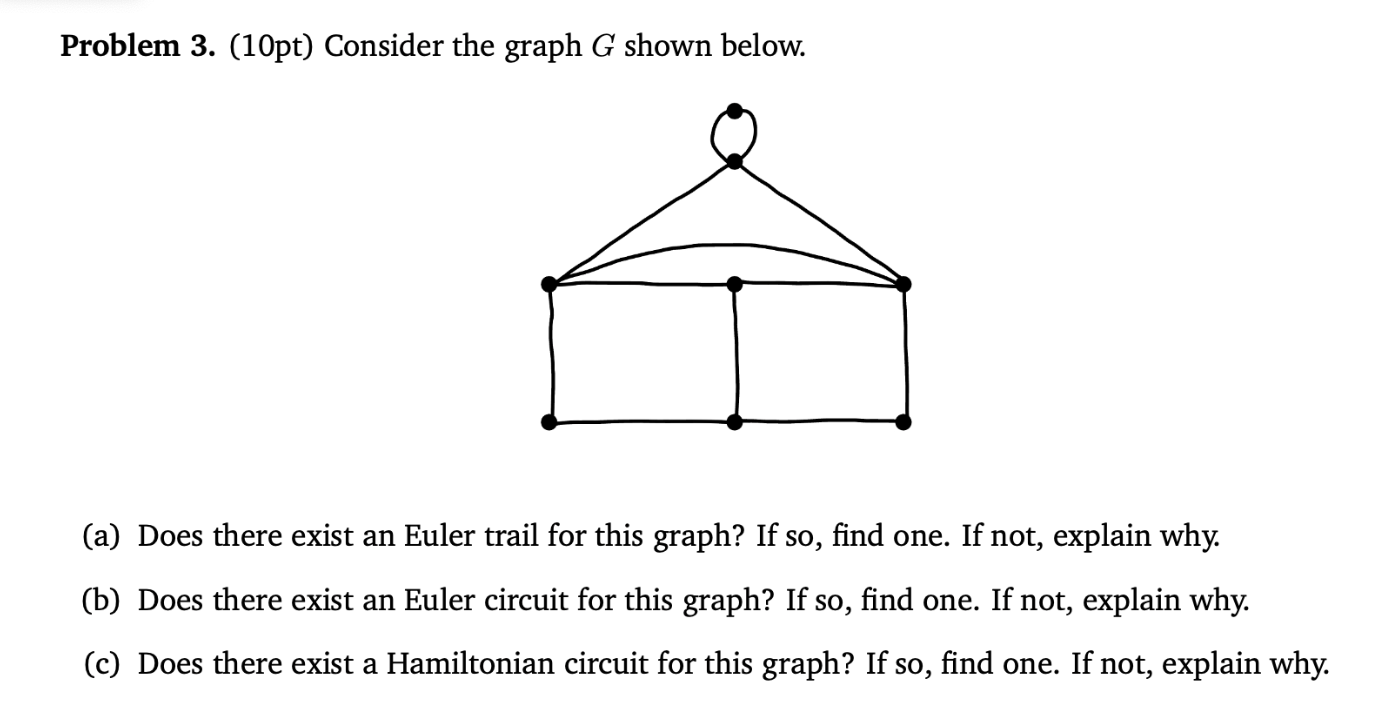 Solved Problem 3 10pt Consider The Graph G Shown Below 