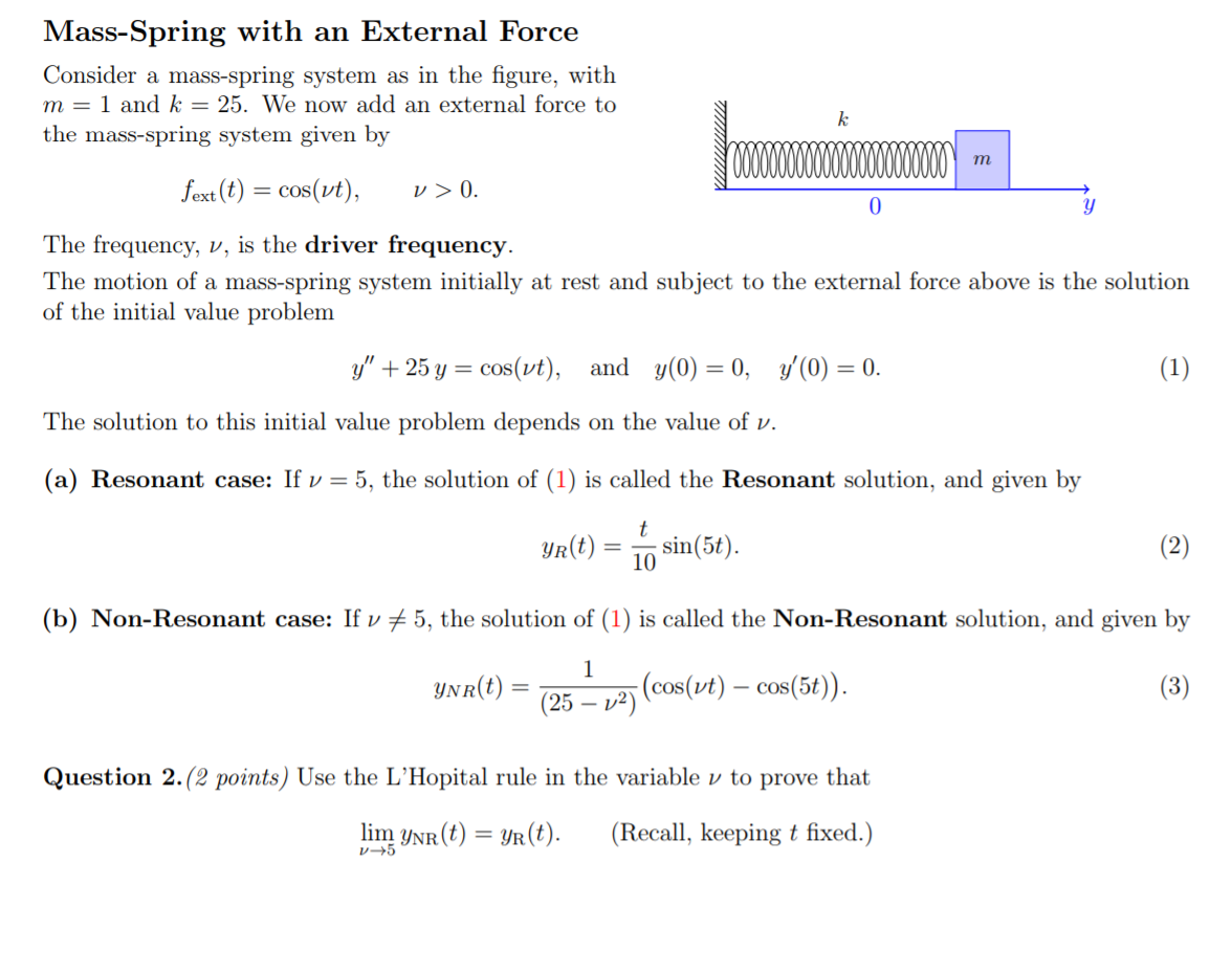 Solved Mass-Spring with an External Force Consider a | Chegg.com