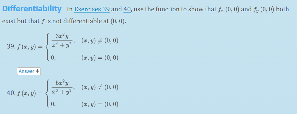 Solved Differentiability In Exercises 39 and 40, use the | Chegg.com