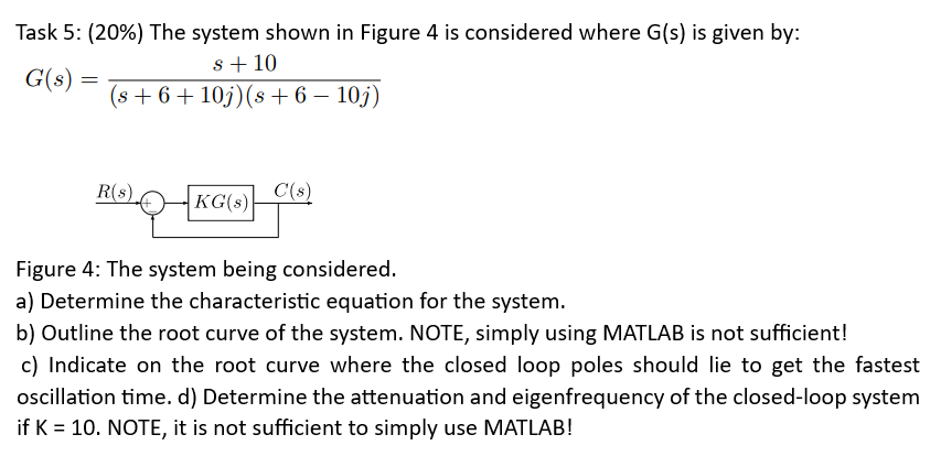 Solved Task 5: (20%) The system shown in Figure 4 is | Chegg.com