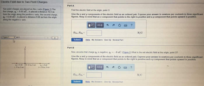 Solved Electric Field due to Two Point Charges Two point | Chegg.com