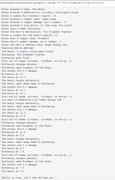 Solved Monster Battle In this lab we will create a battle | Chegg.com