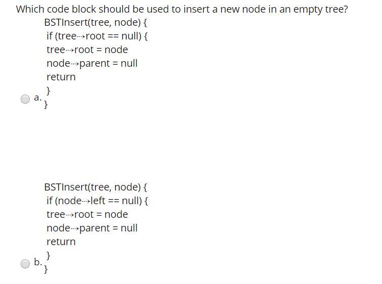 Solved Which code block should be used to insert a new node | Chegg.com