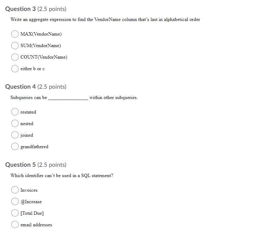 Solved WITH Top5 AS (SELECT TOP 5 VendorID, | Chegg.com