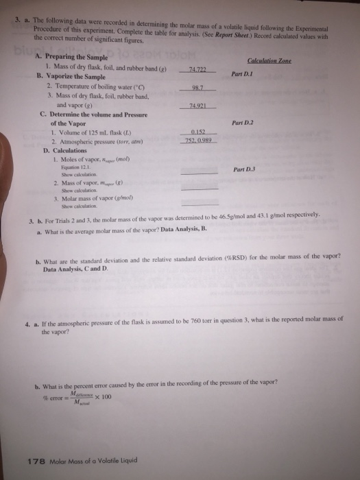 Solved Experiment 12 Prelaboratory Assignment Molar Mass of | Chegg.com