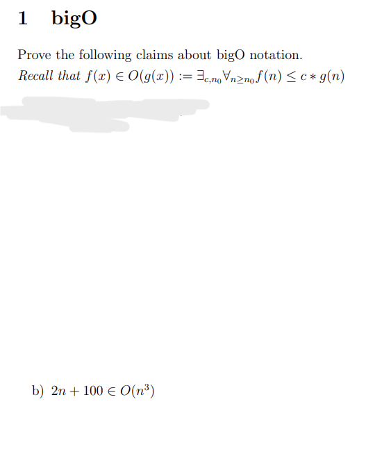 Solved 1 bigO Prove the following claims about bigO | Chegg.com