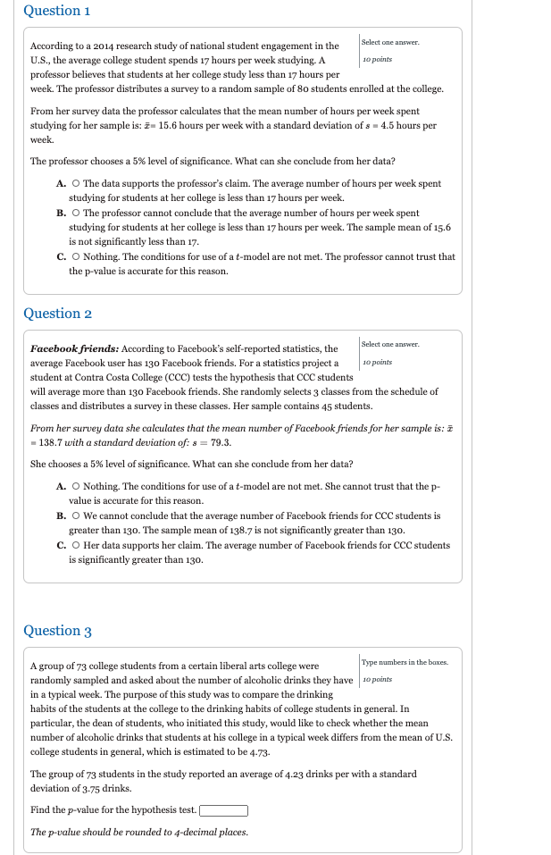 Solved Question 1 Select one answer 10 points According to a | Chegg.com