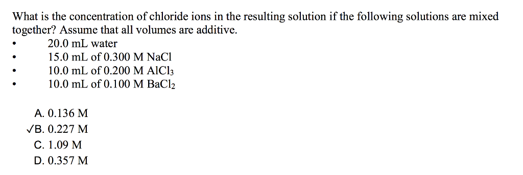 Solved What is the concentration of chloride ions in the | Chegg.com