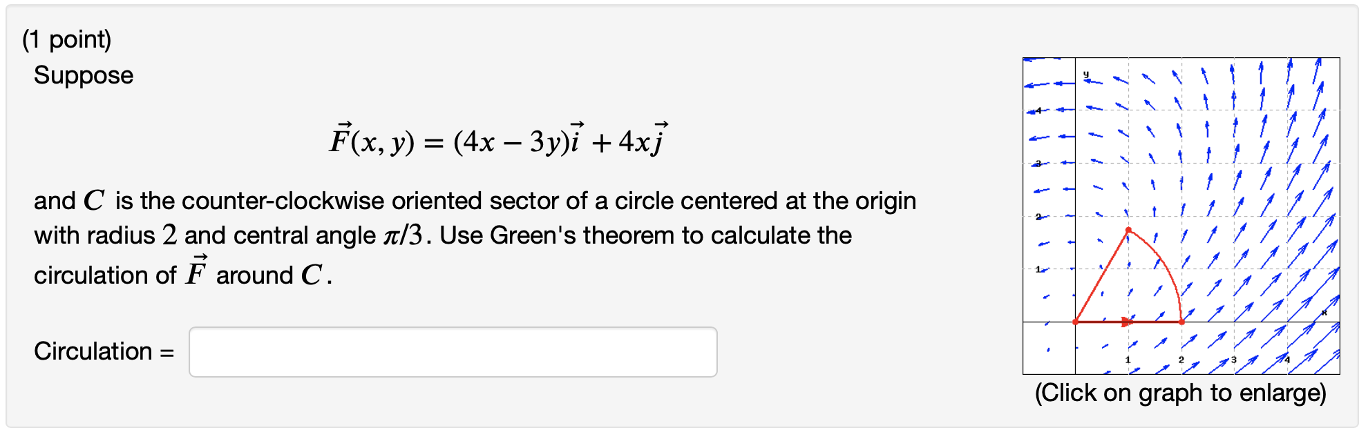 Solved (1 point) Suppose F(x,y)=(4x−3y)i+4xj and C is the | Chegg.com