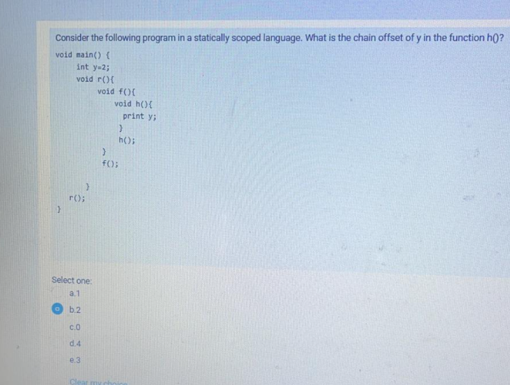 Solved Consider the following program in a statically scoped | Chegg.com