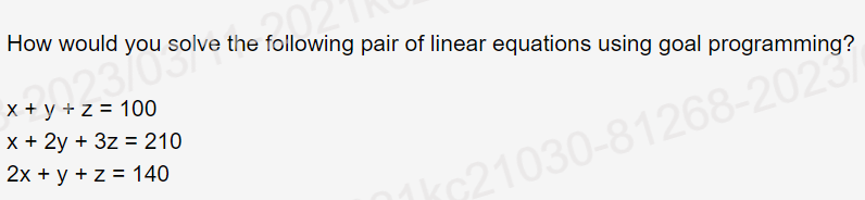 Solved How would you solve the following pair of linear | Chegg.com