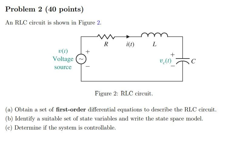Solved Problem 2 (40 points) An RLC circuit is shown in | Chegg.com