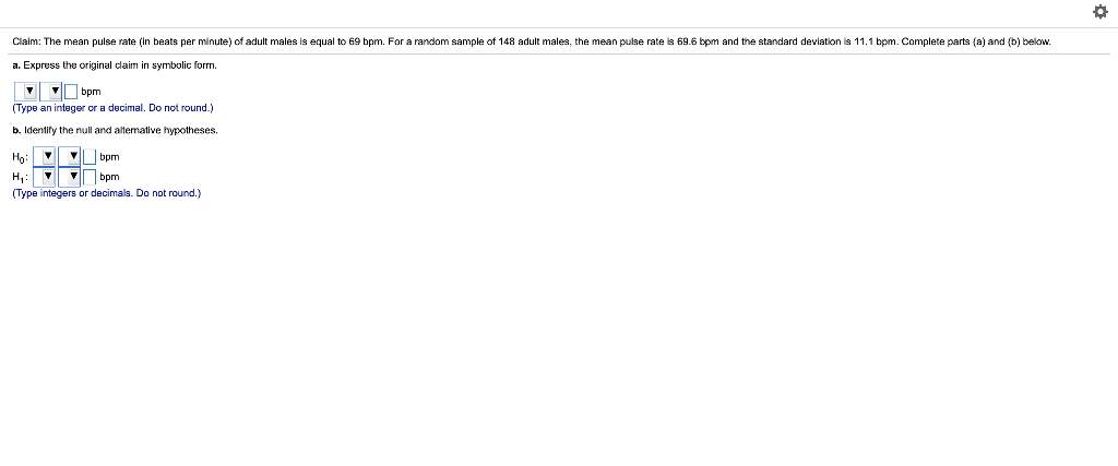 Solved Claim: The mean pulse rate (In beats per minute) of | Chegg.com