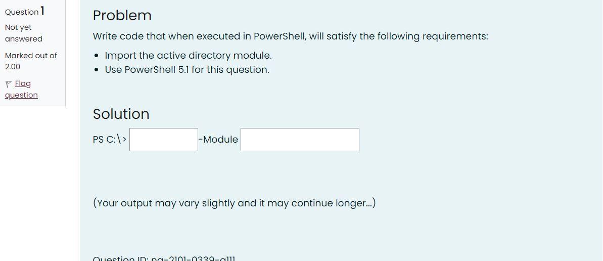 Solved Problem Write code that when executed in Powershell, | Chegg.com