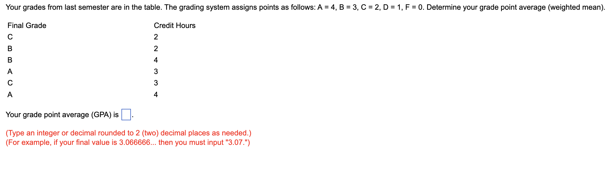 Solved Your grades from last semester are in the table. The | Chegg.com