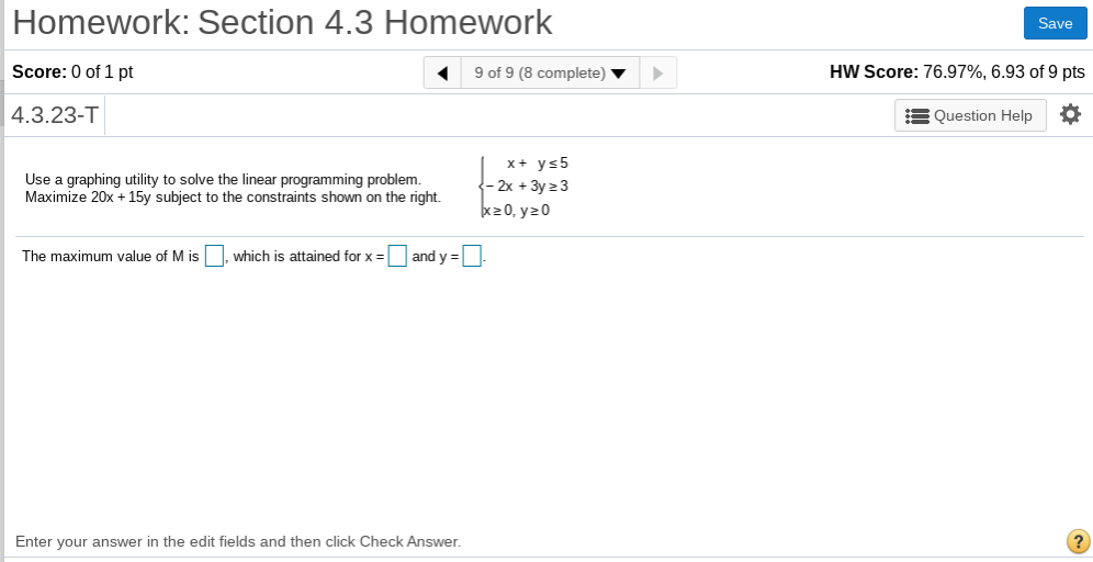 Solved Homework Section 4 3 Homework Save Score 0 Of 1 Pt