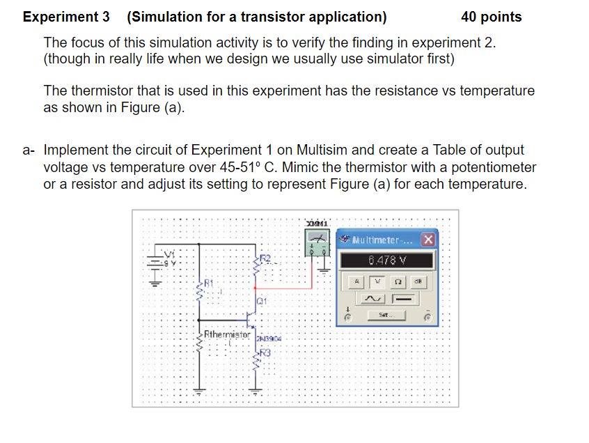 Experiment 3 (Simulation for a transistor | Chegg.com