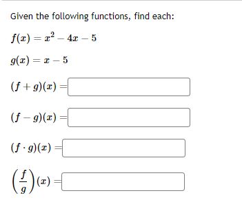Solved (HW 3.4-#2) ﻿Given the following functions, find | Chegg.com