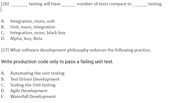 Solved [26] testing will have number of tests compare to | Chegg.com