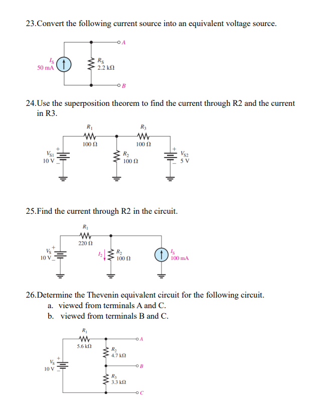 23.Convert the following current source into an | Chegg.com