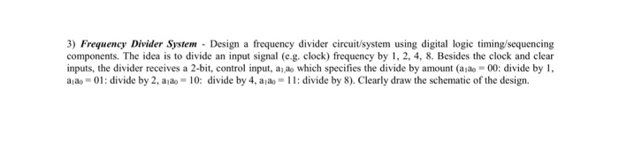 Solved 3) Frequency Divider System - Design a frequency | Chegg.com