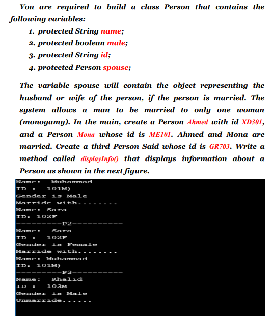 Solved You are required to build a class Person that | Chegg.com