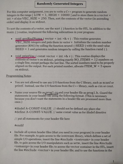 Solved Randomly Generated Integers For this computer | Chegg.com