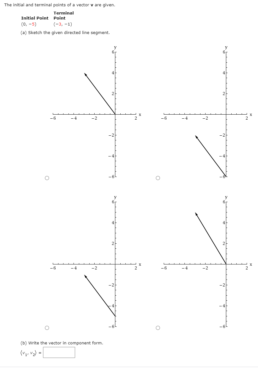 Solved The initial and terminal points of a vector v are | Chegg.com