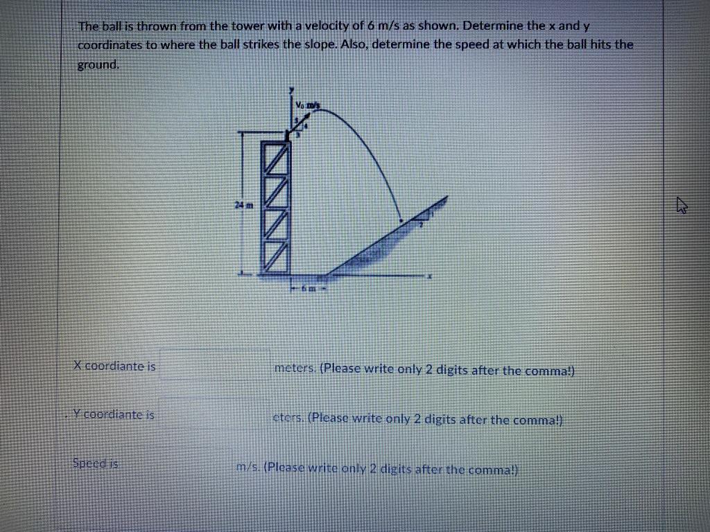 Solved The ball is thrown from the tower with a velocity of | Chegg.com