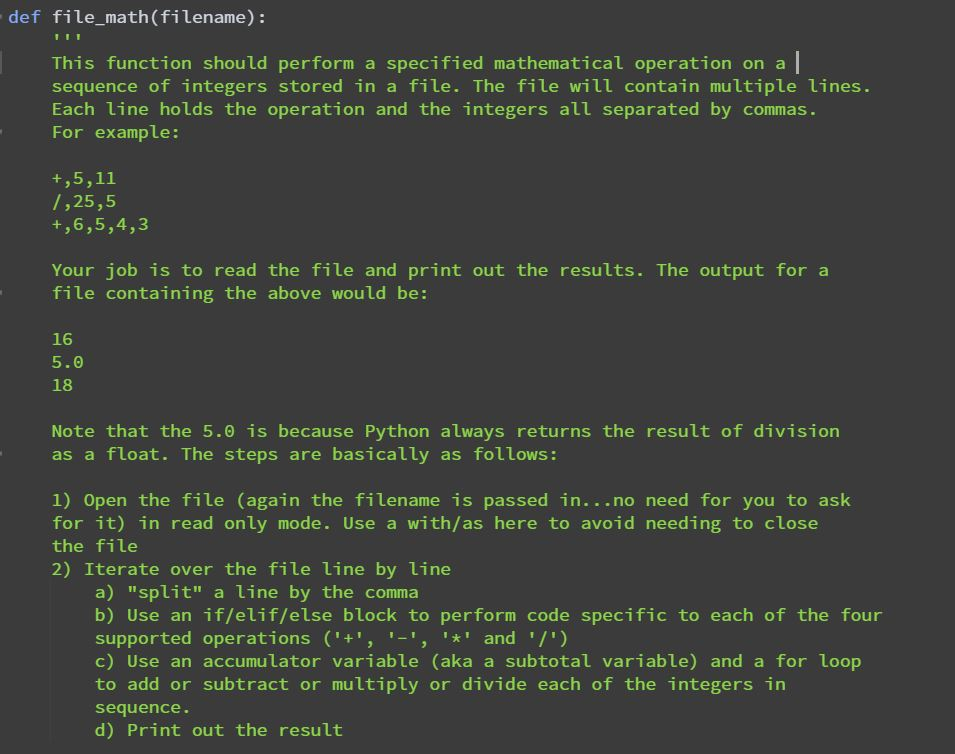 Solved def file_math(filename): ''' This function | Chegg.com
